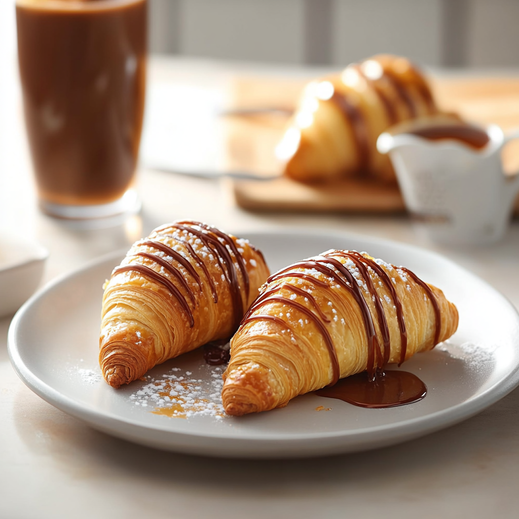 Delightful Nutella Croissants with Caramel Drizzle Recipe