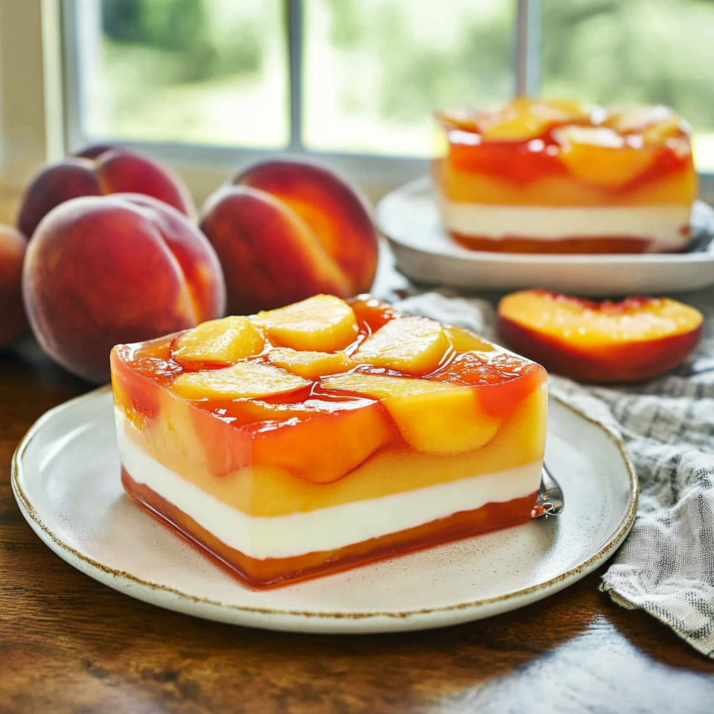Peaches and Cream Layered Jello