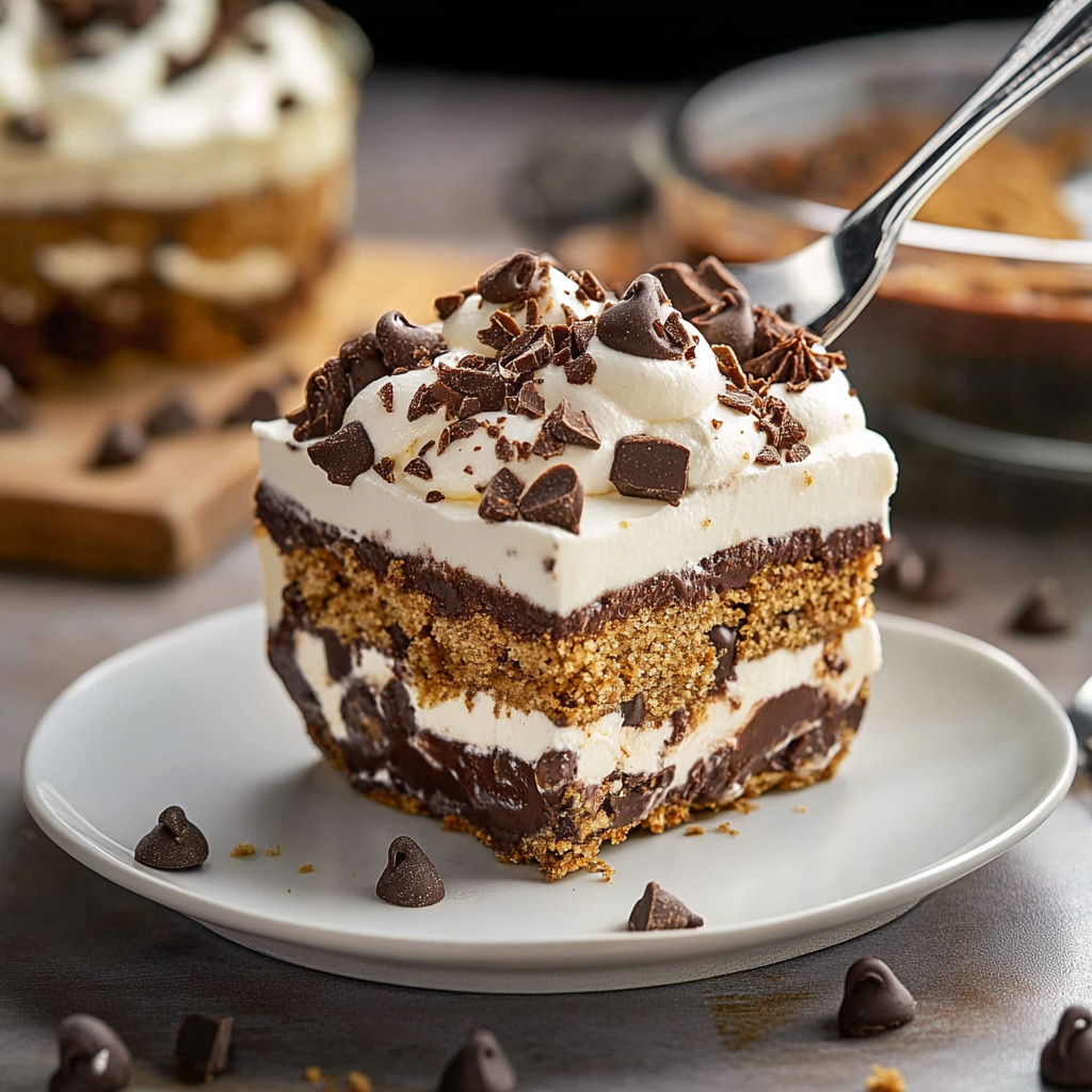 Delicious Chocolate Chip Cookie Layered Pudding Dessert Recipe