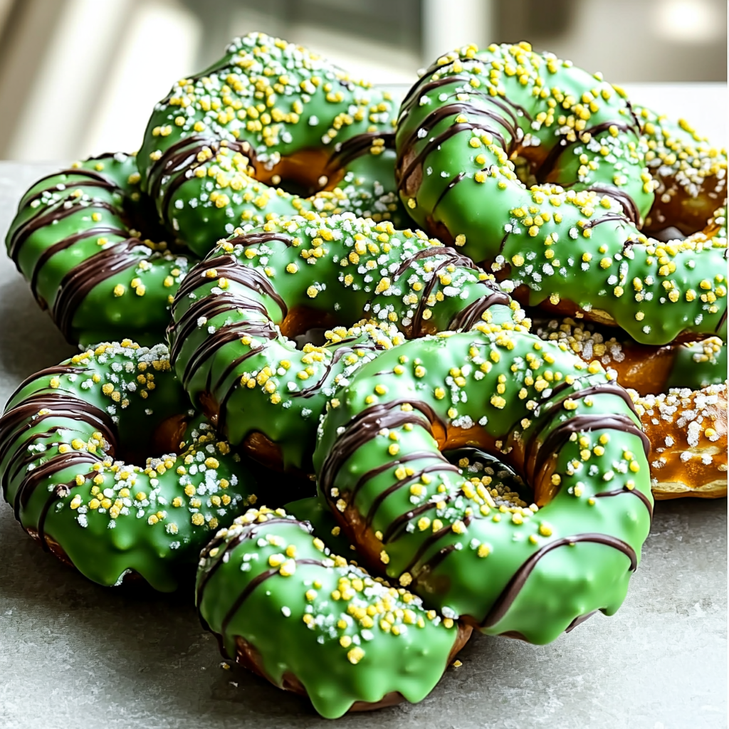 Green Chocolate Covered Pretzels