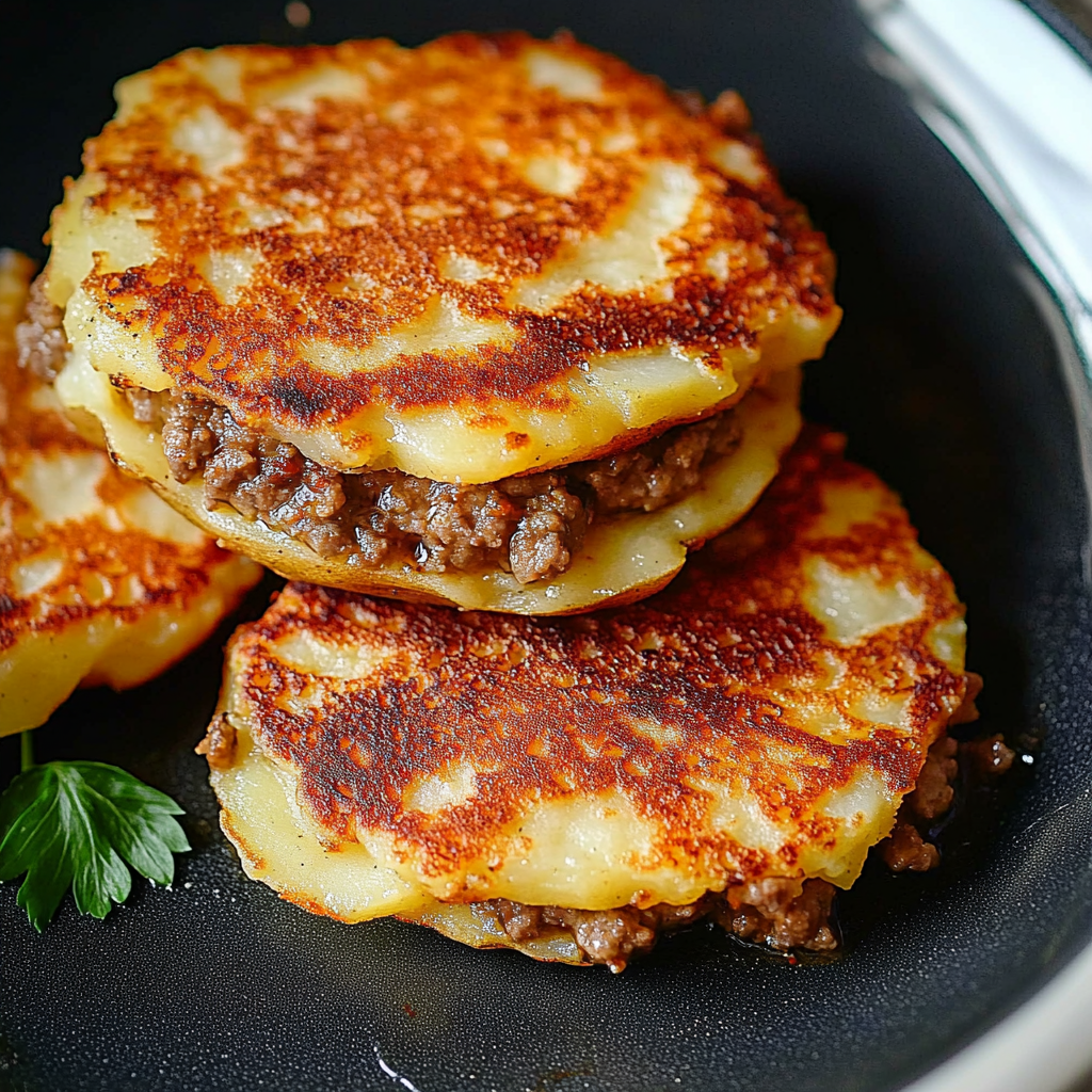 Meat Stuffed Potato Pancakes (Draniki)