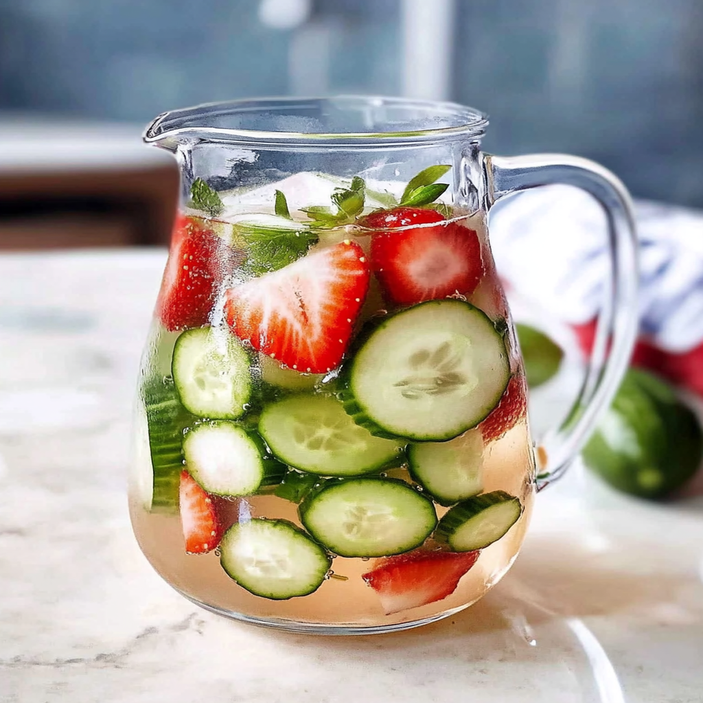 Strawberry Cucumber Summer Drink (No Alcohol Infused Water)
