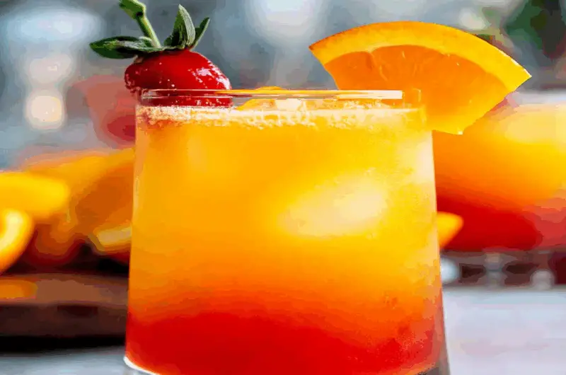 Sunset Orange Summer Drink No Alcohol Grenadine Mocktail