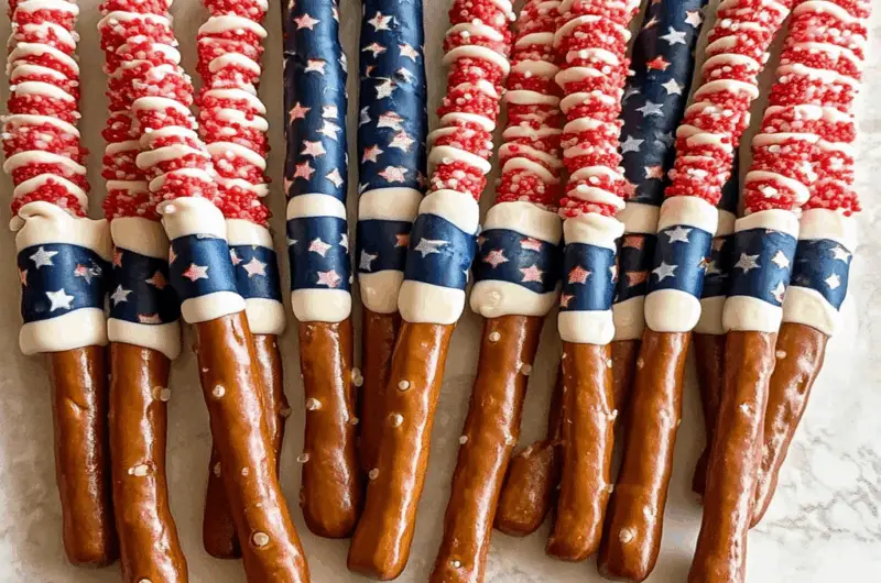 Red White and Blue Pretzel Rods