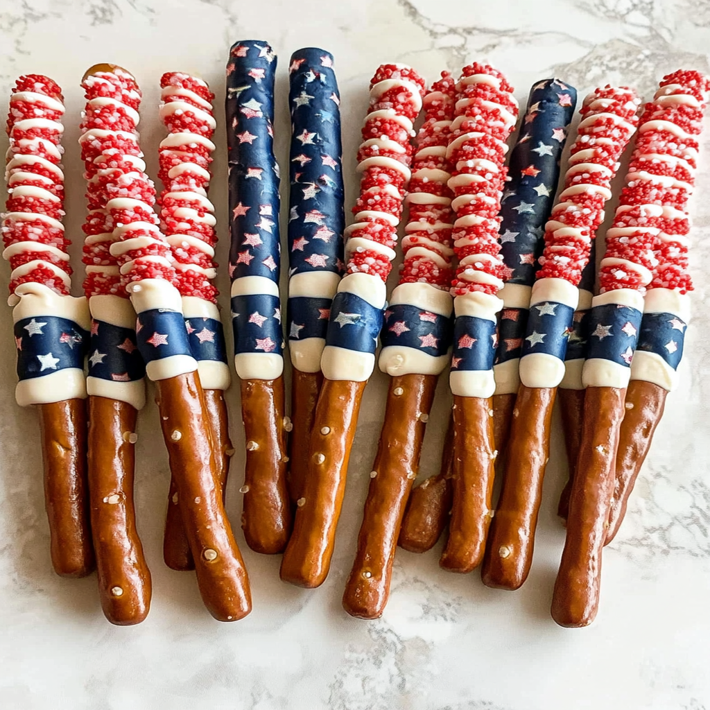 Red White and Blue Pretzel Rods