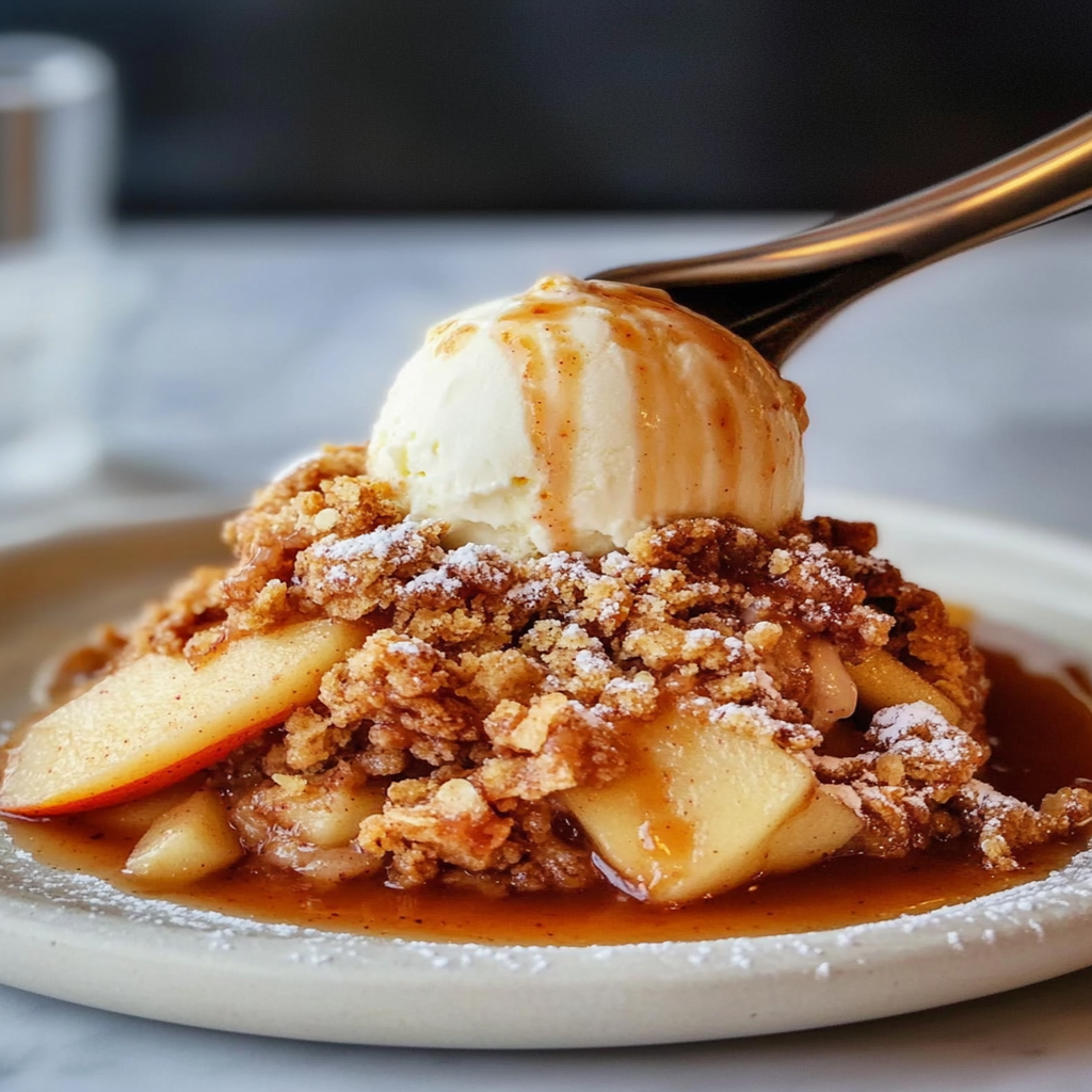 Skillet Apple Crisp with Ice Cream