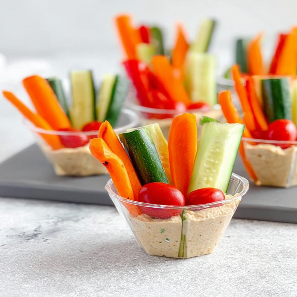 Veggie Cups with Hummus Dip