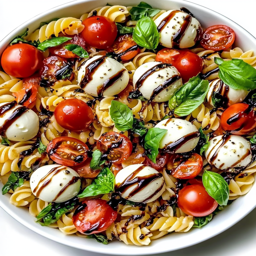 Caprese Pasta Salad with Balsamic Glaze
