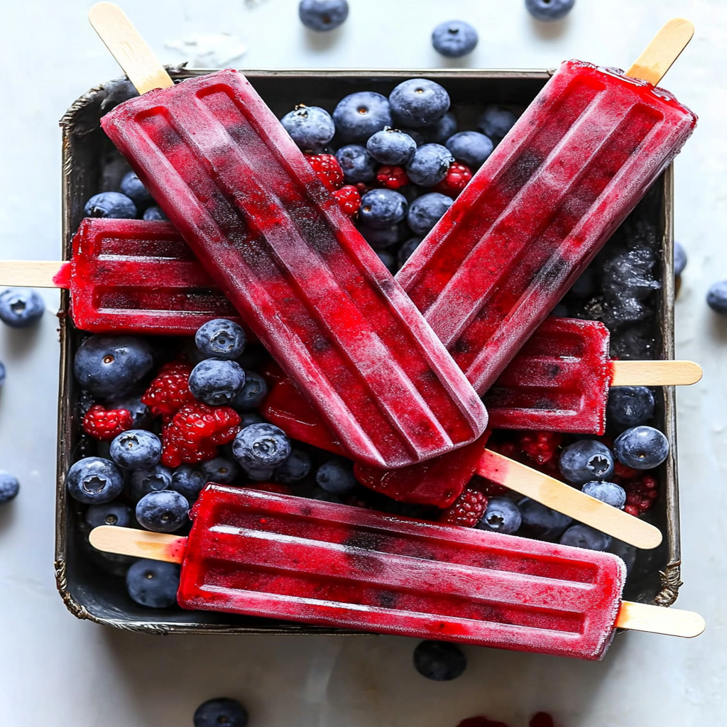 Frozen Paletas with Hibiscus and Berries