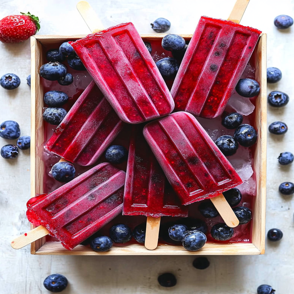Frozen Paletas with Hibiscus and Berries