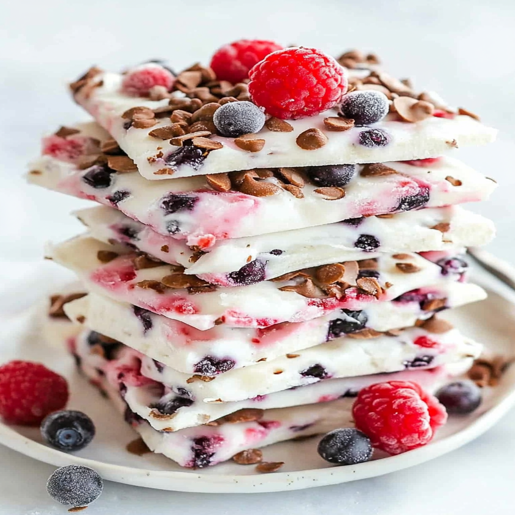 Huckleberry Frozen Yogurt Bark