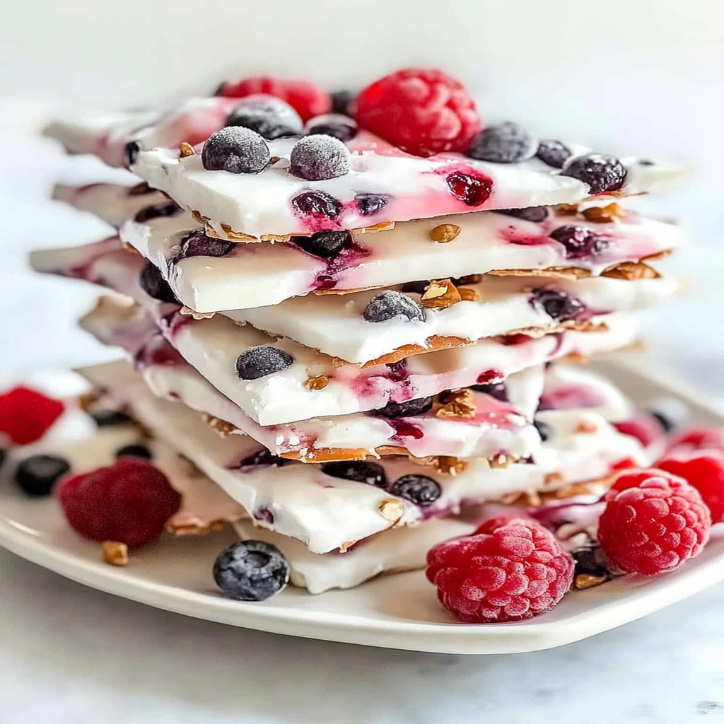 Huckleberry Frozen Yogurt Bark