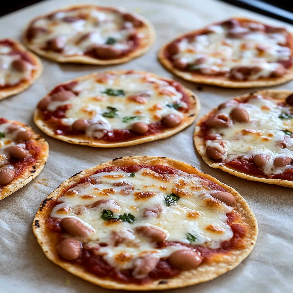 Mini Tortilla Pizzas with Beans and Queso Fresco
