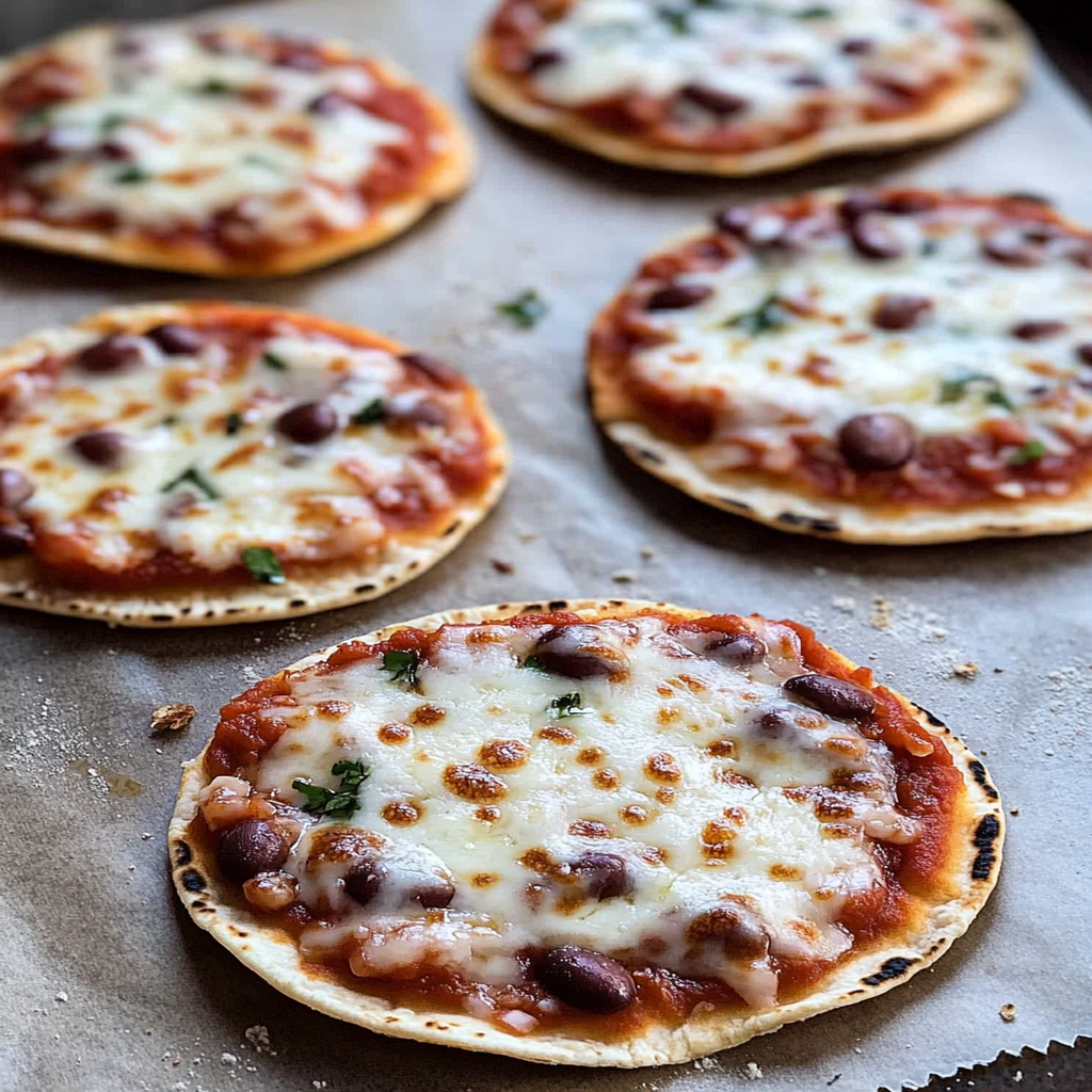 Mini Tortilla Pizzas with Beans and Queso Fresco
