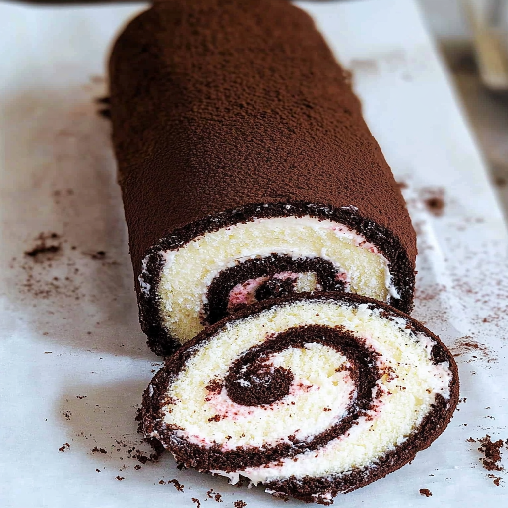 Neapolitan Roll Cake with Whipped Filling