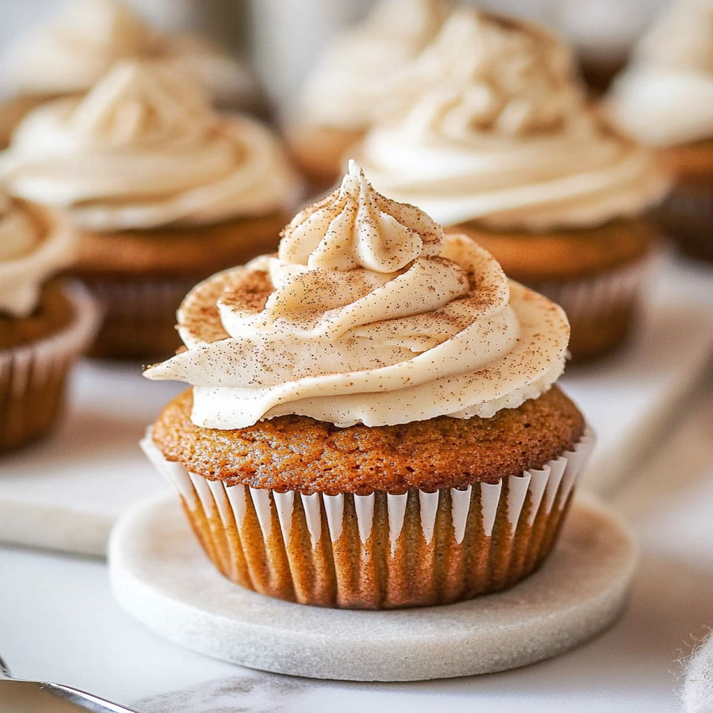 Pumpkin Spice Cake Cupcakes with Nutmeg Cream
