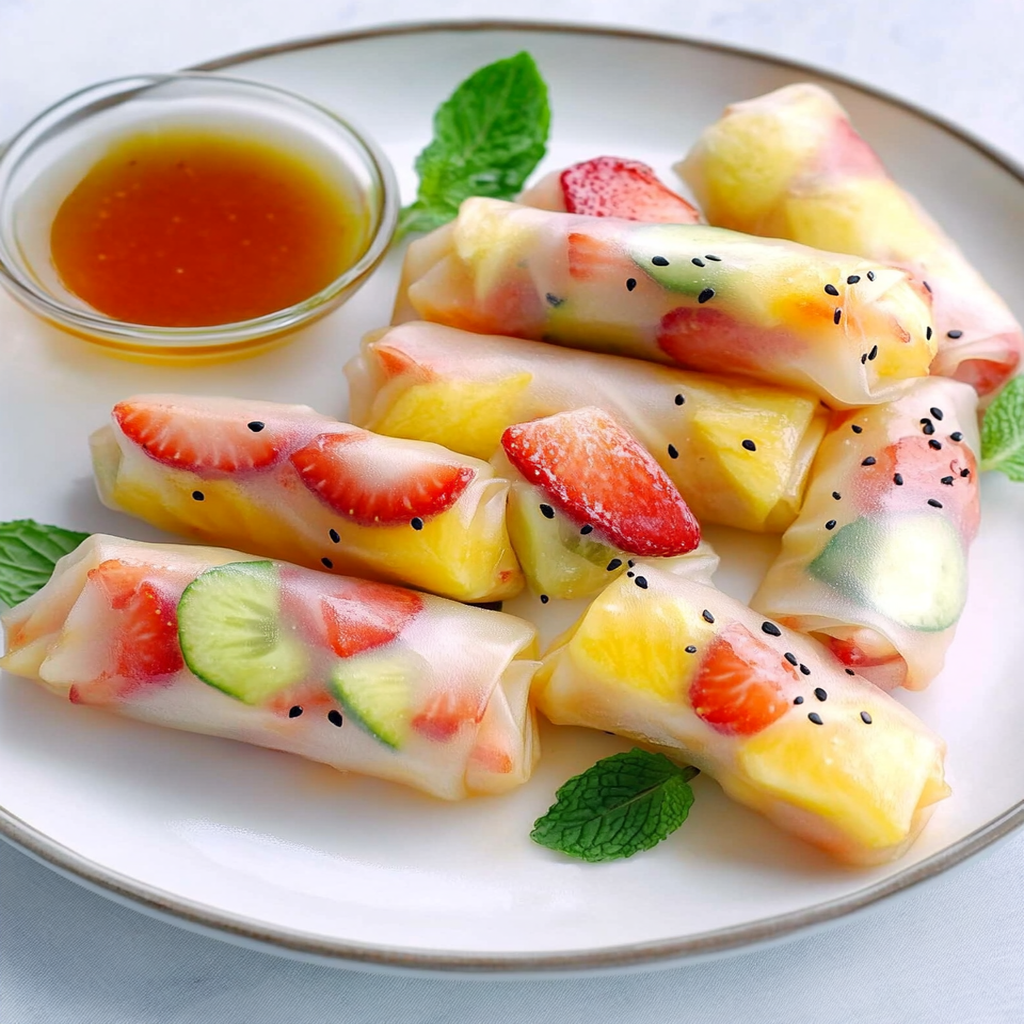 Tropical Fruit Spring Rolls with Honey Dip