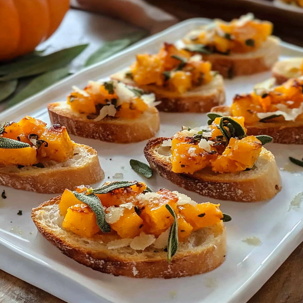 Pumpkin and Sage Bruschetta Appetizer