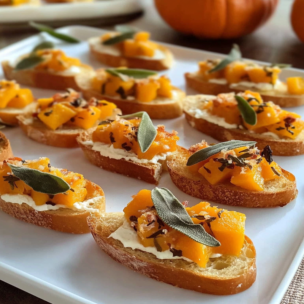 Pumpkin and Sage Bruschetta Appetizer