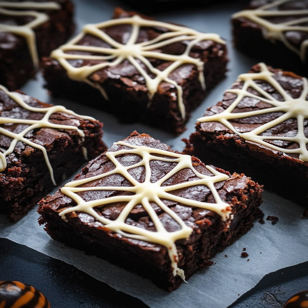 Spider Web Halloween Brownies