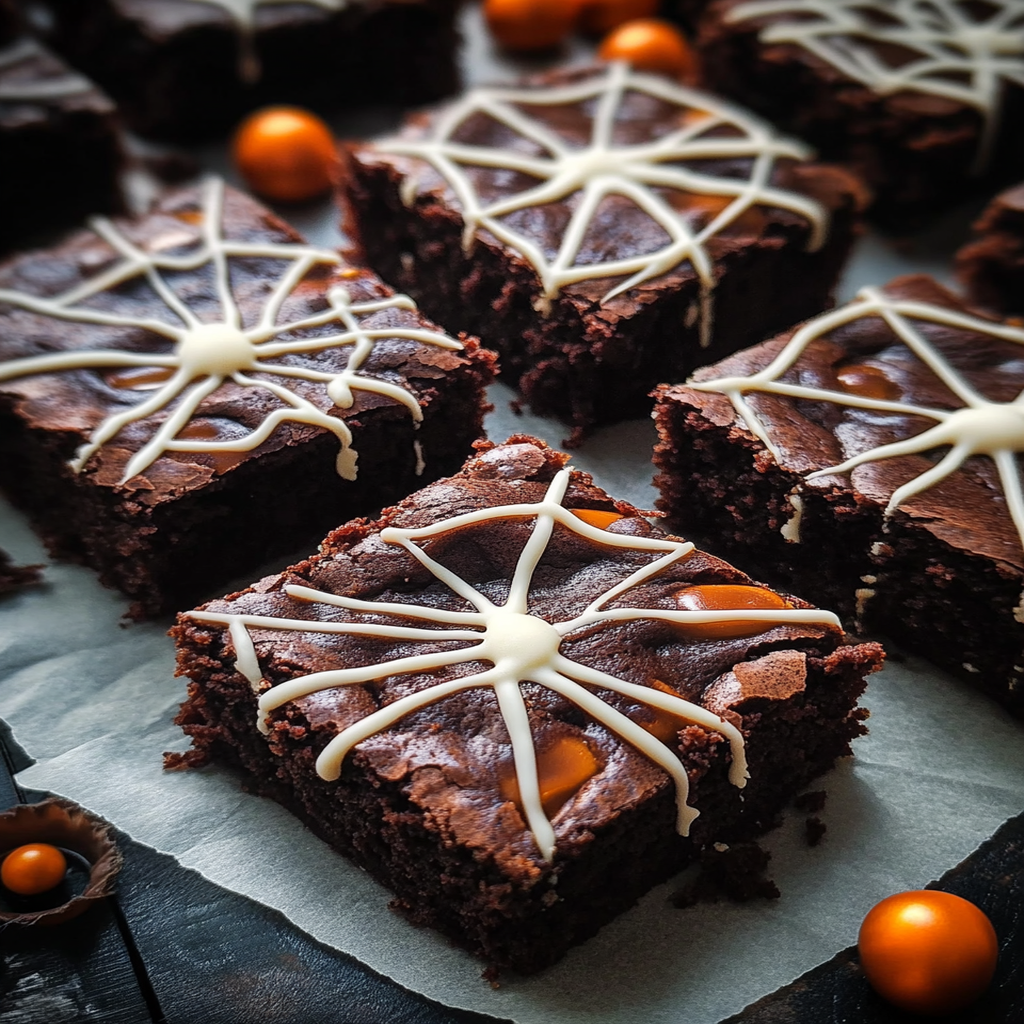 Spider Web Halloween Brownies