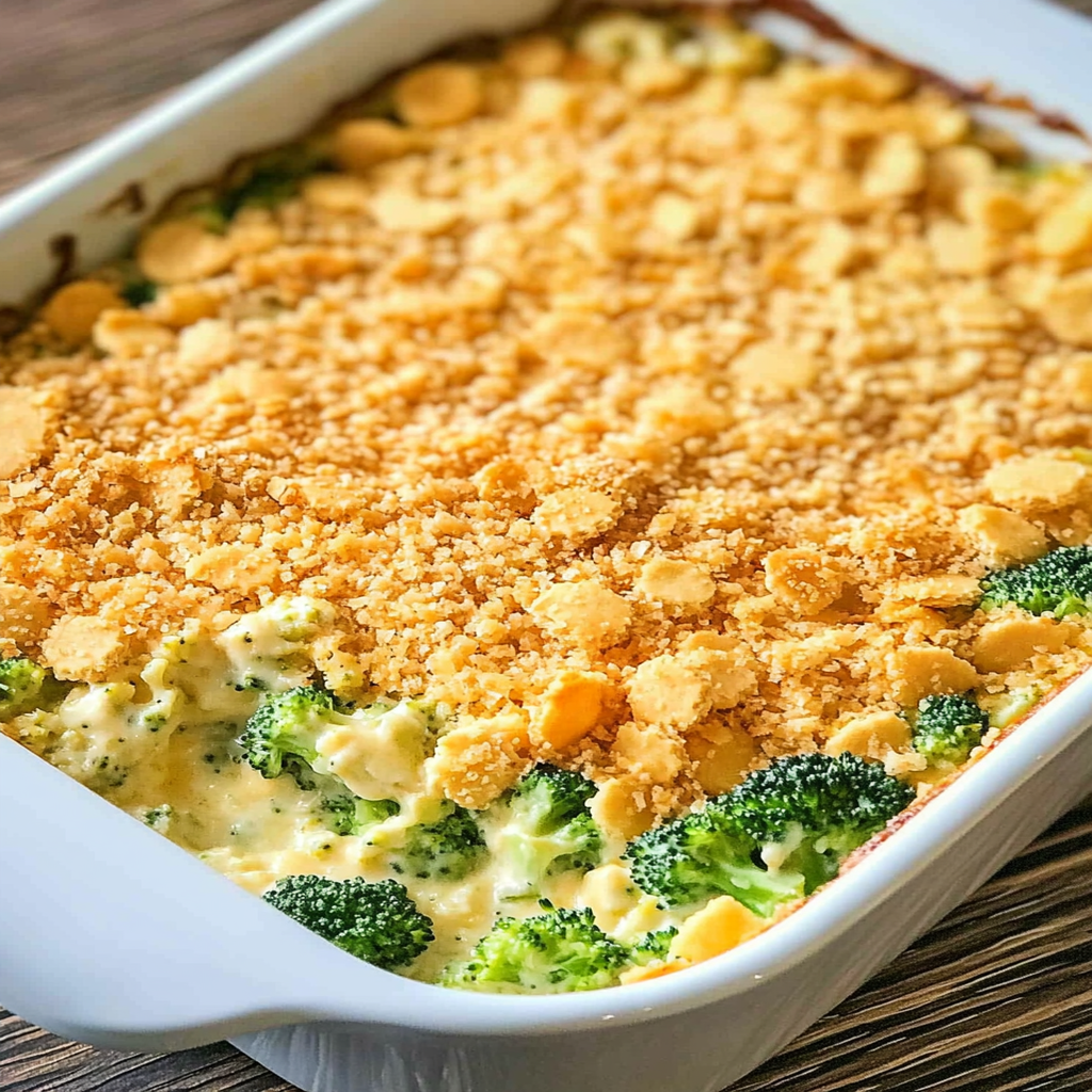 Easy Broccoli Cheese Casserole with Ritz Crackers
