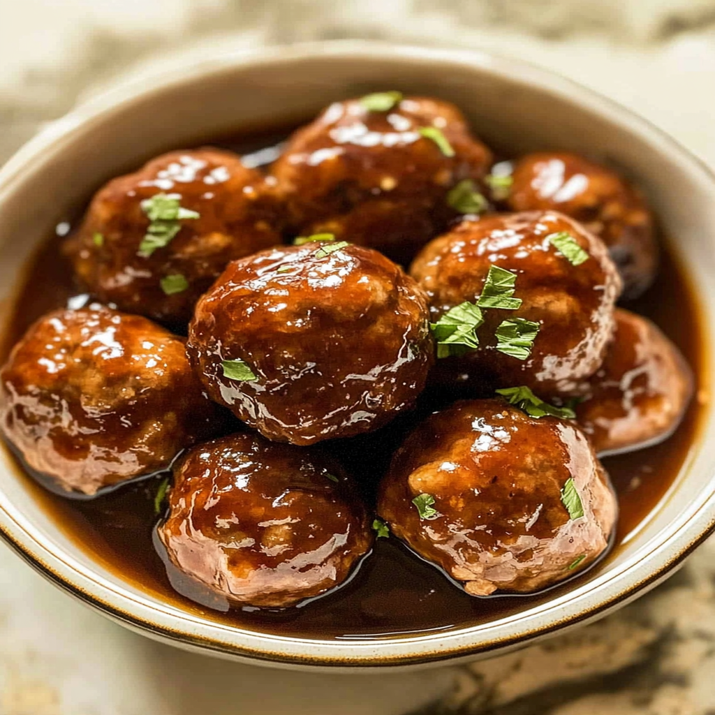Bourbon Maple Glazed Cocktail Meatballs