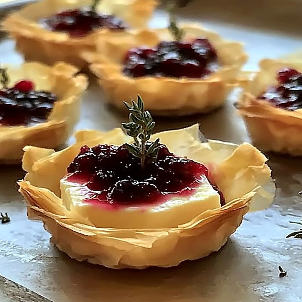 Brie and Cranberry Filo Baskets