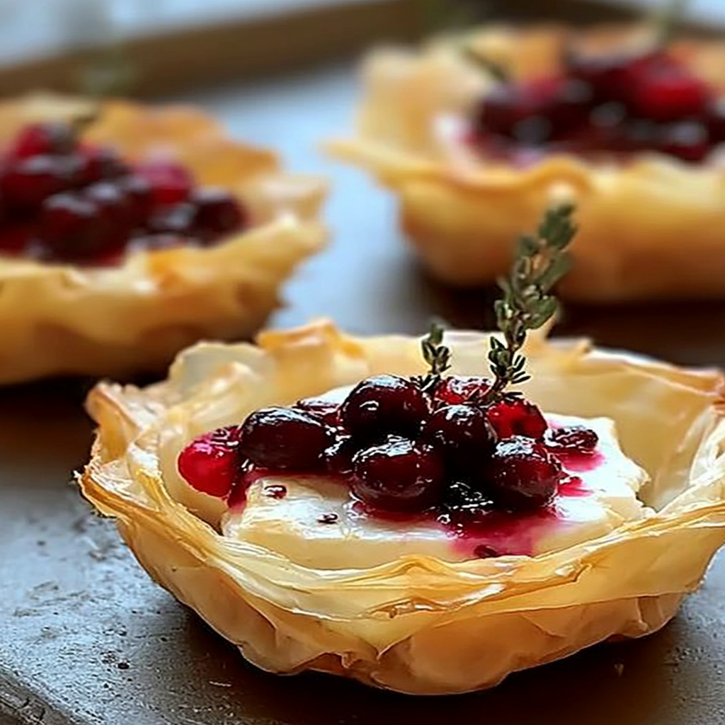 Brie and Cranberry Filo Baskets