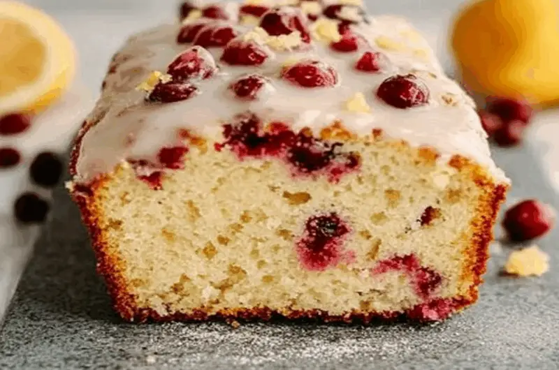 Cranberry Lemon Loaf with Glaze