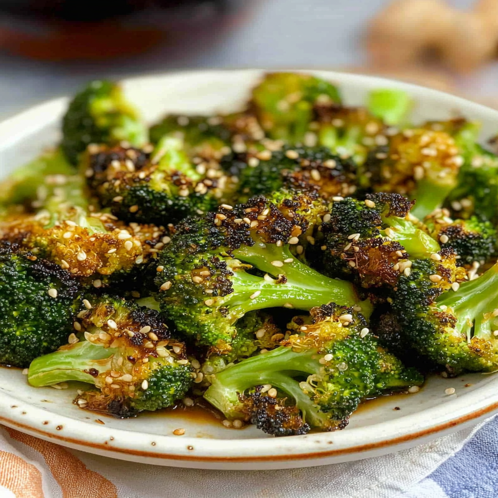 Ginger Sesame Roasted Broccoli