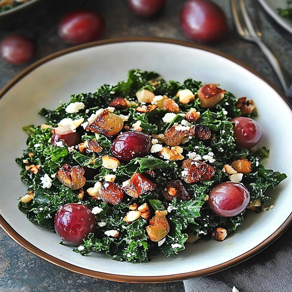 Warm Kale Salad with Roasted Grapes